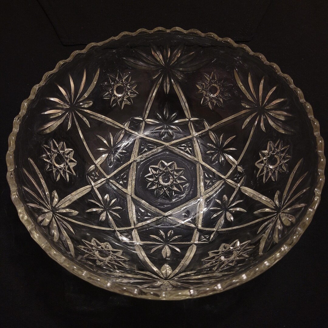 Vintage Fruit Bowl Crystal Glass Prescut Glass Star of David Glassware ...