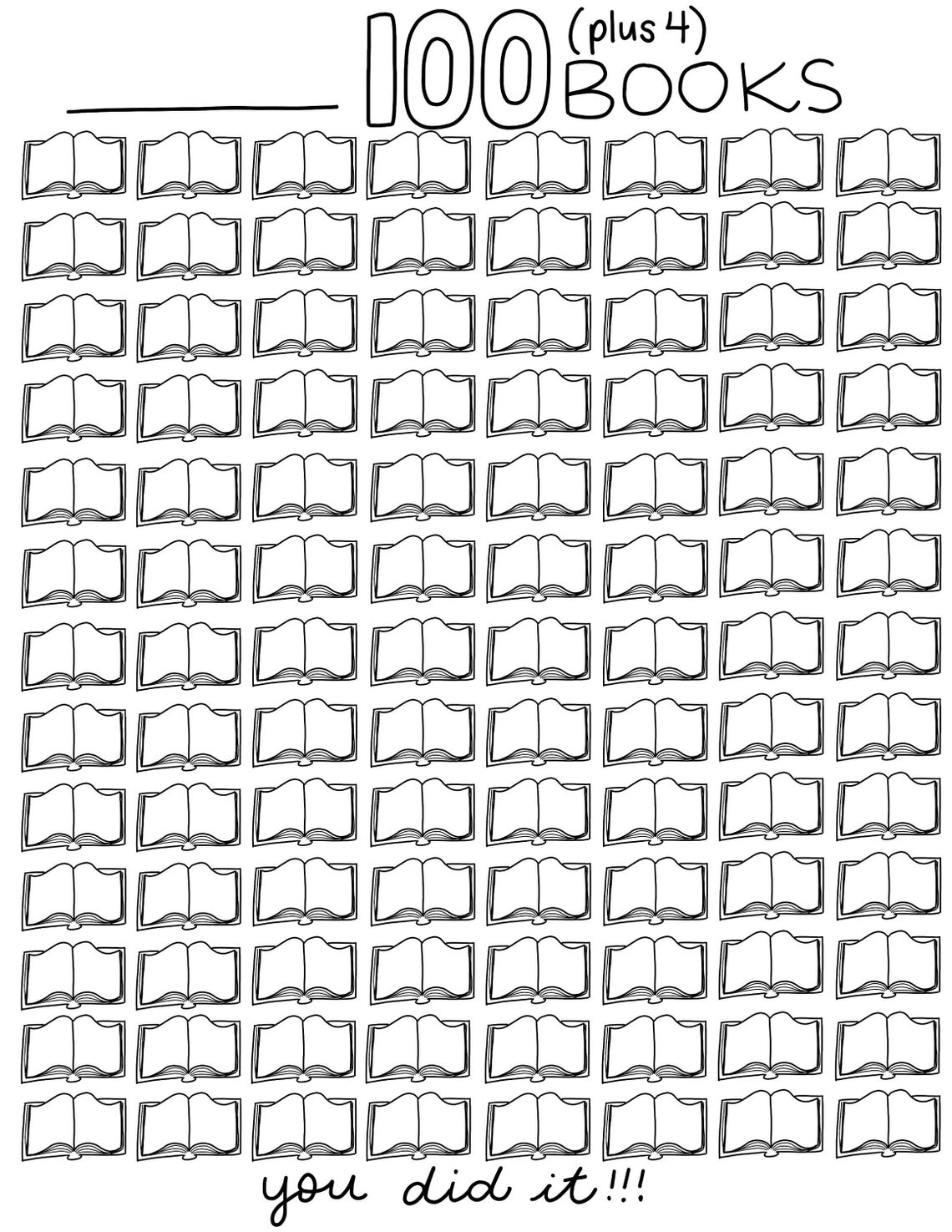 100 (plus 4) Books Chart Printable JPEG - Etsy