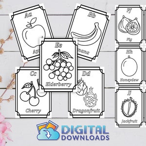 Alphabet Fruit Coloring Pages, Alphabet Coloring Pages, Digital Files ...