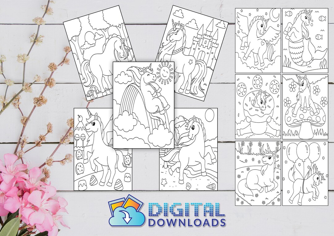 Unicorn Coloring Pages, Coloring Pages, Digital Files, Printable ...