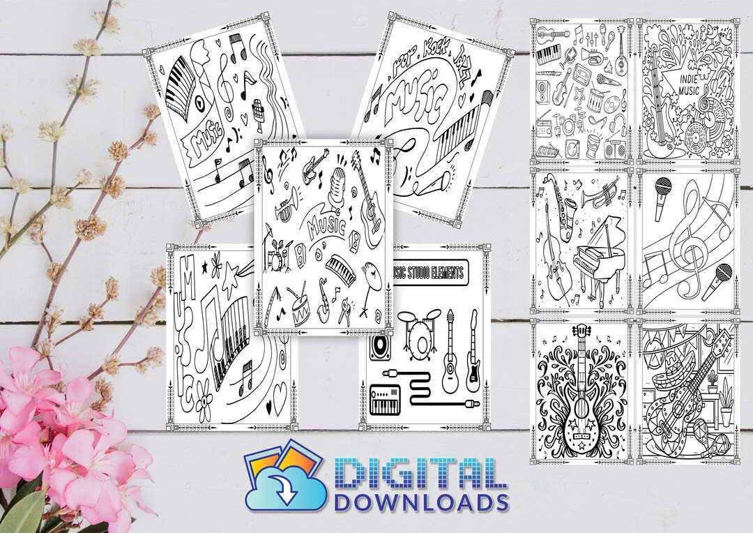 Music Coloring Pages, Coloring Pages, Digital Files, Printable Coloring ...