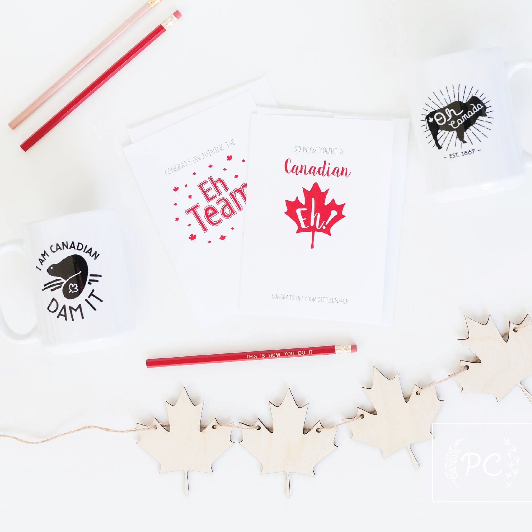 So Now You're a Canadian Eh Greeting CARD / Citizenship / Red, White ...