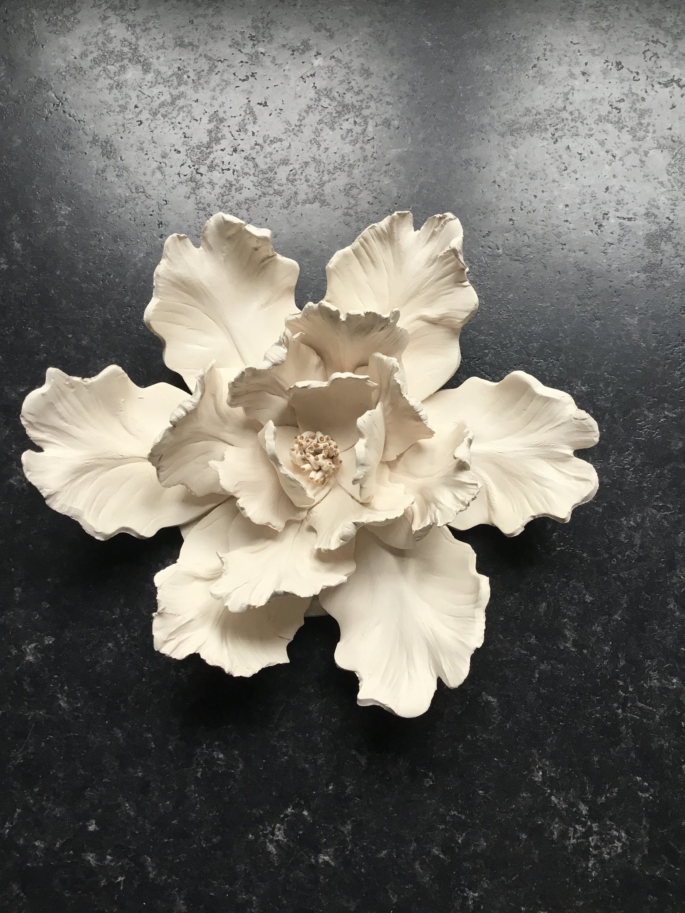Flowers, Ceramic Flowers, Set of 3, Wall Art, Contemporary, White ...