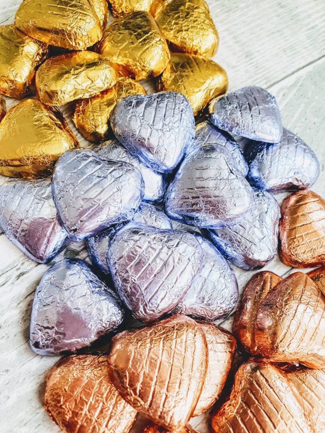 Foil Wrapped Chocolate Hearts. DIY Wedding Favours. Valentine's Day ...