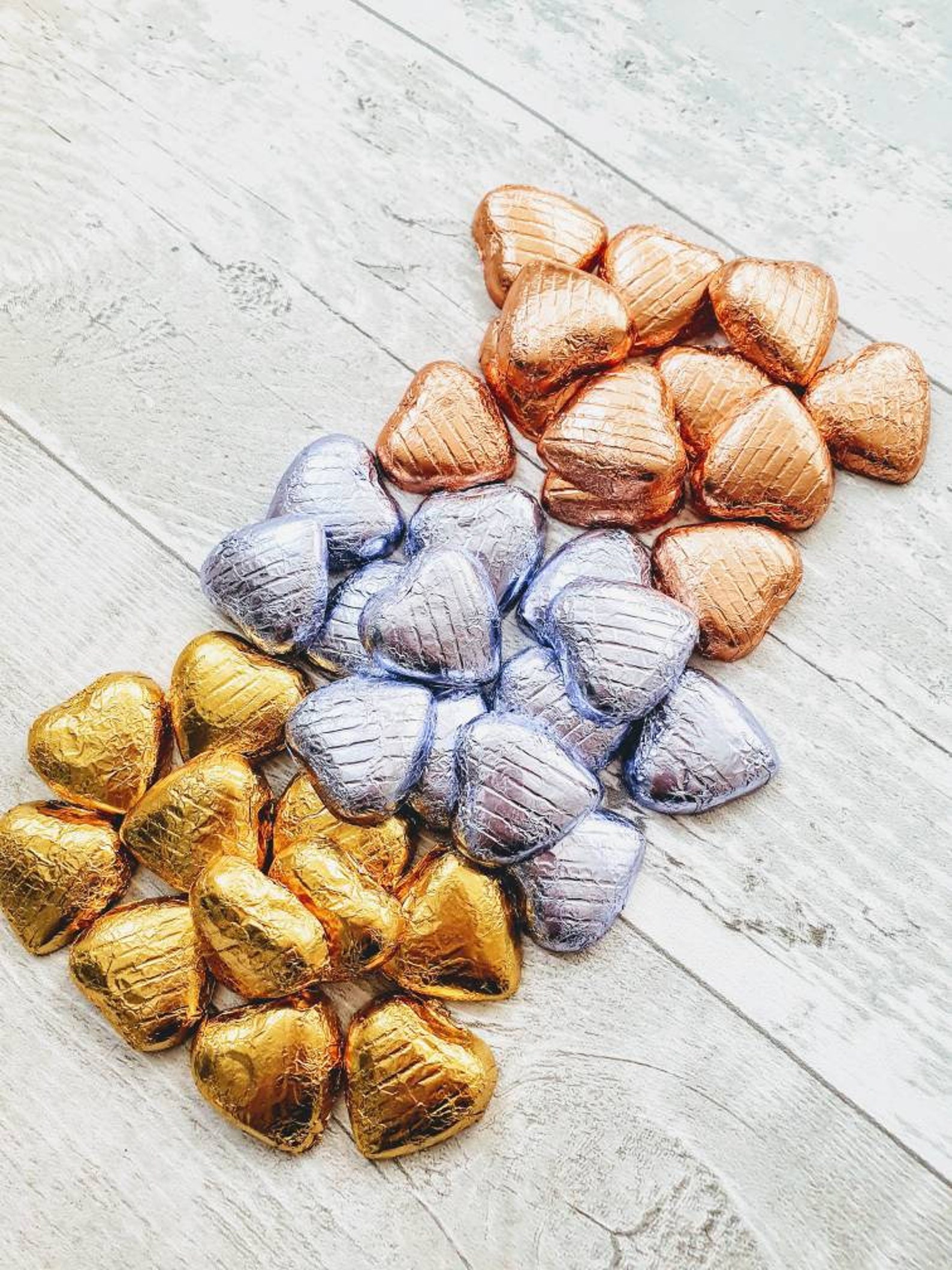 Foil Wrapped Chocolate Hearts. DIY Wedding Favours. Valentine's Day ...