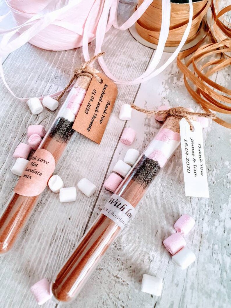 Hot Chocolate With Choco Wedding Favour in Tube Personalised - Etsy