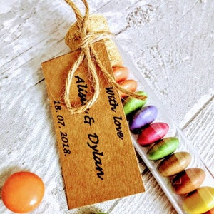 Chocolate Beans Wedding Favour in Tube, Personalised Chocolate Beans ...