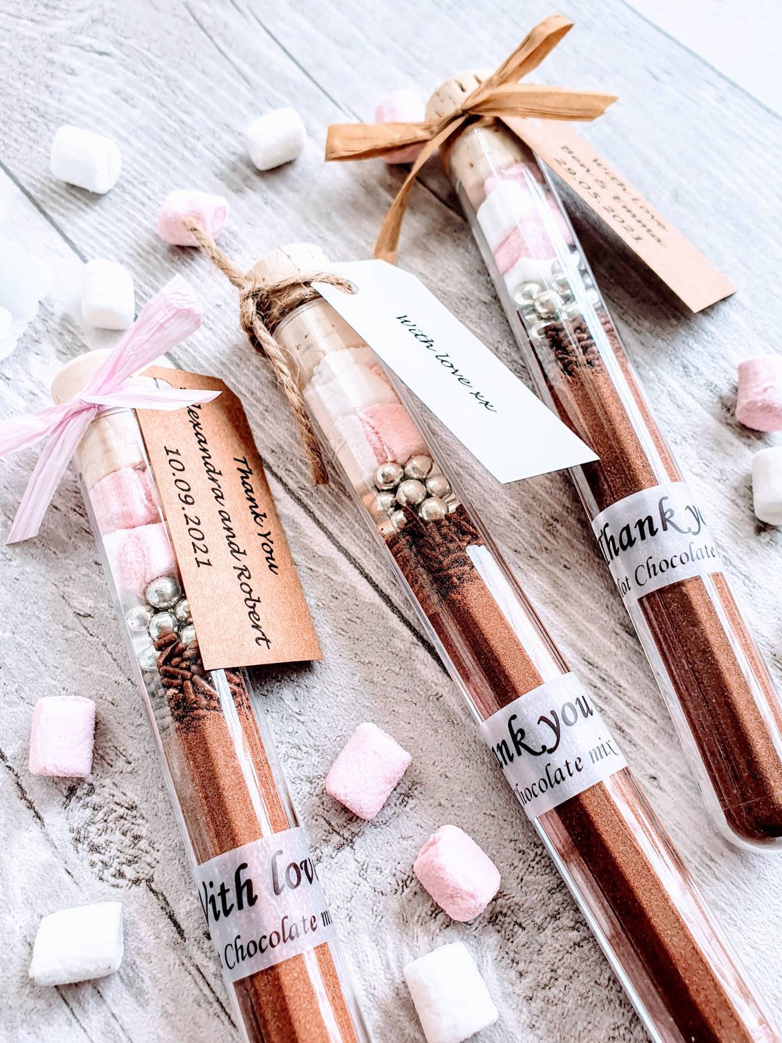 Hot Chocolate Wedding Favour in Tube, Personalised, Hot Chocolate With ...