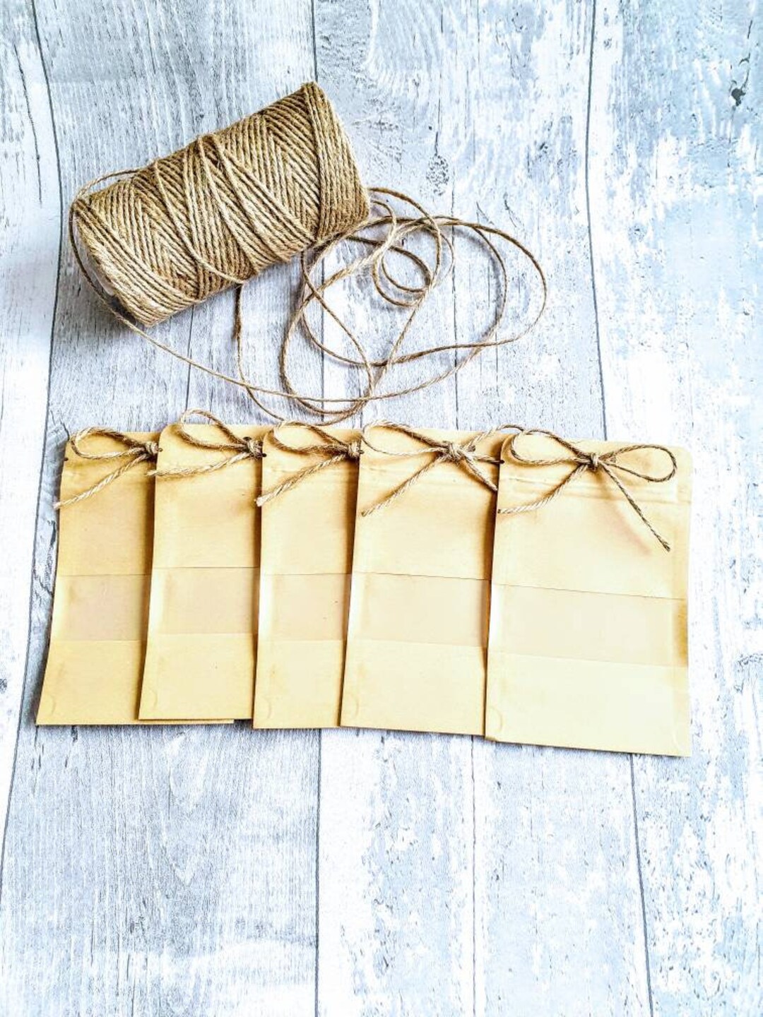 Resealable Zip Lock Kraft Paper Bag With Natural Twine. Gift Bag. Candy ...