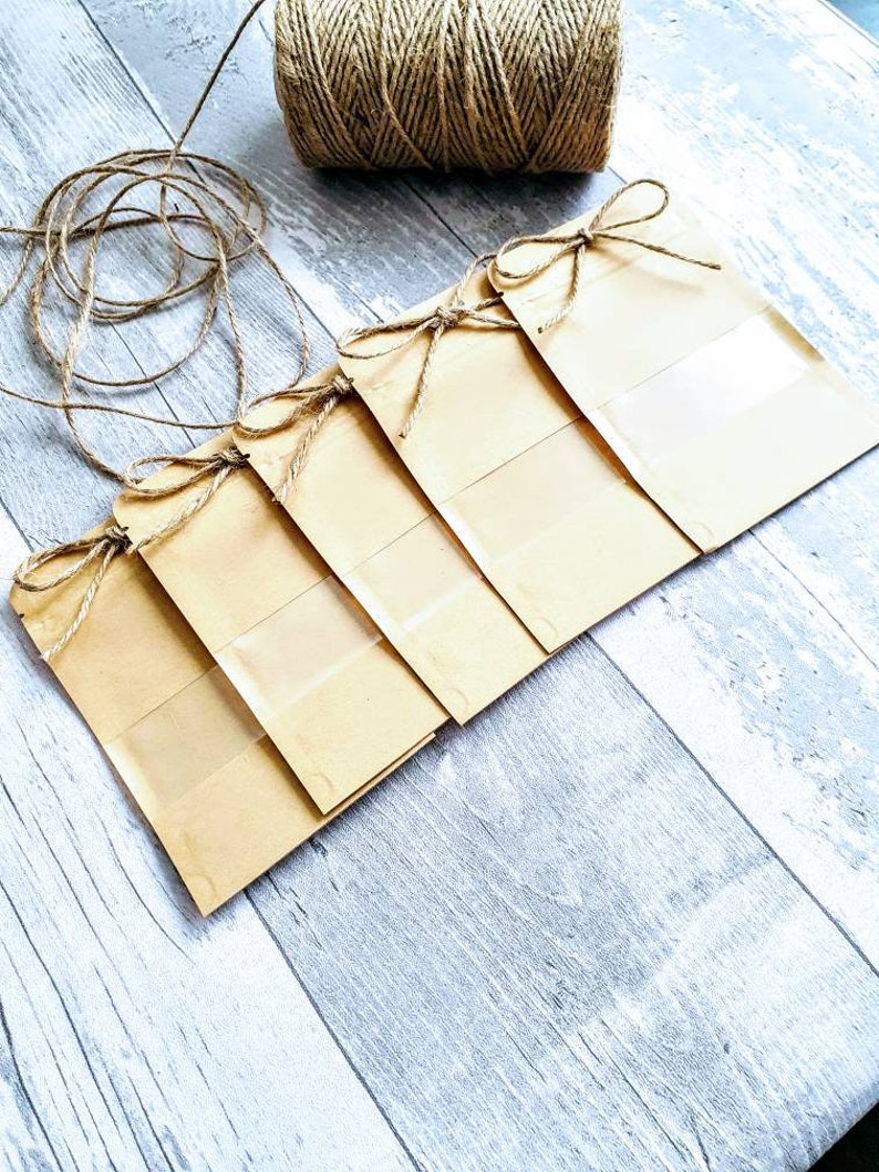 Resealable Zip Lock Kraft Paper Bag With Natural Twine. Gift Bag. Candy ...