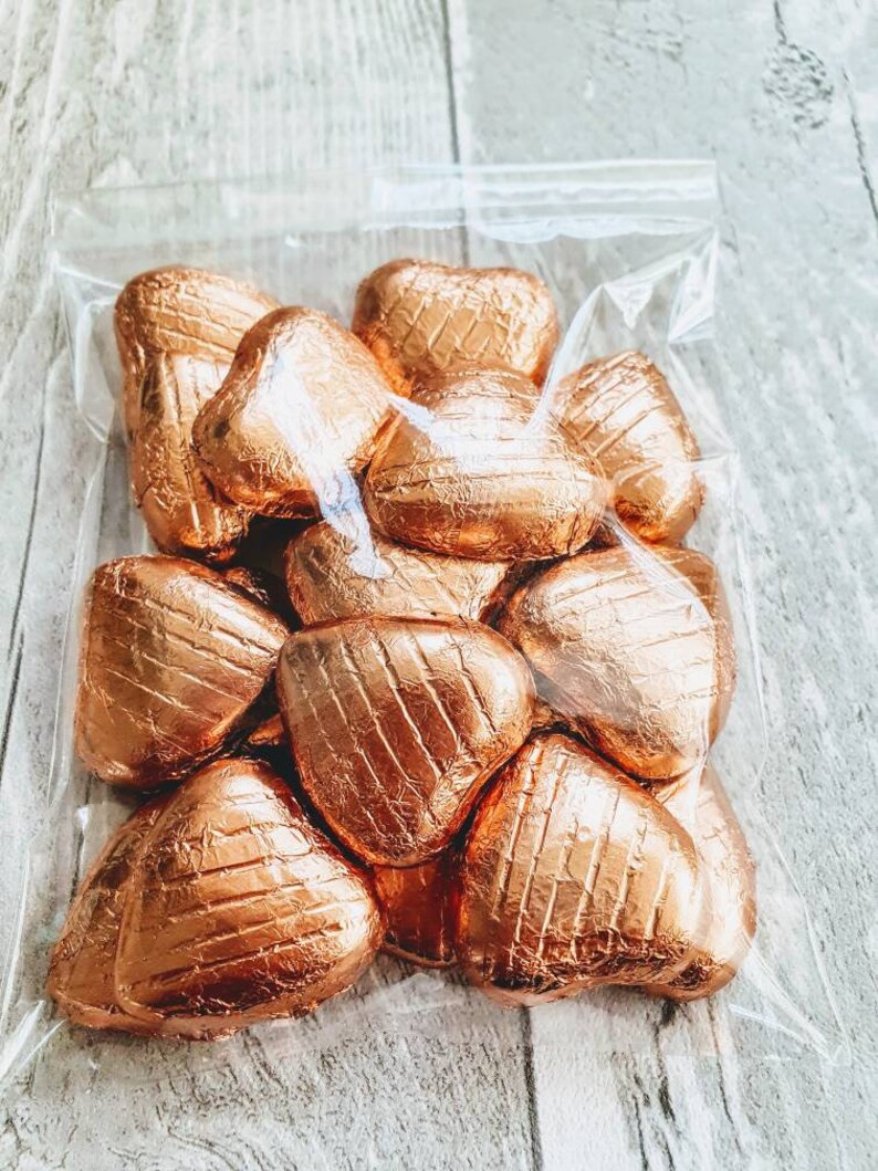 Foil Wrapped Chocolate Hearts. DIY Wedding Favours. Valentine's Day ...