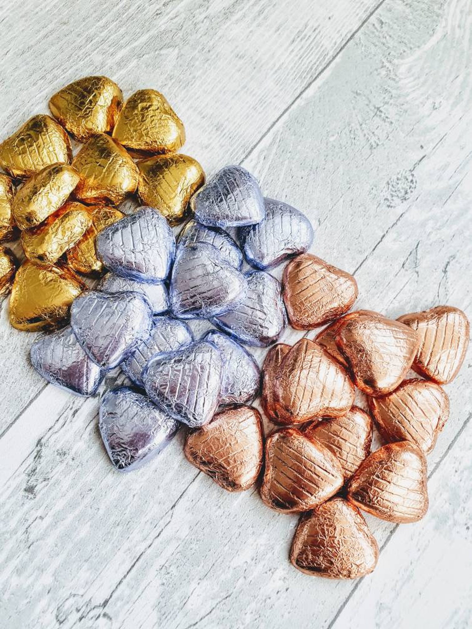 Foil Wrapped Chocolate Hearts. DIY Wedding Favours. Valentine's Day ...
