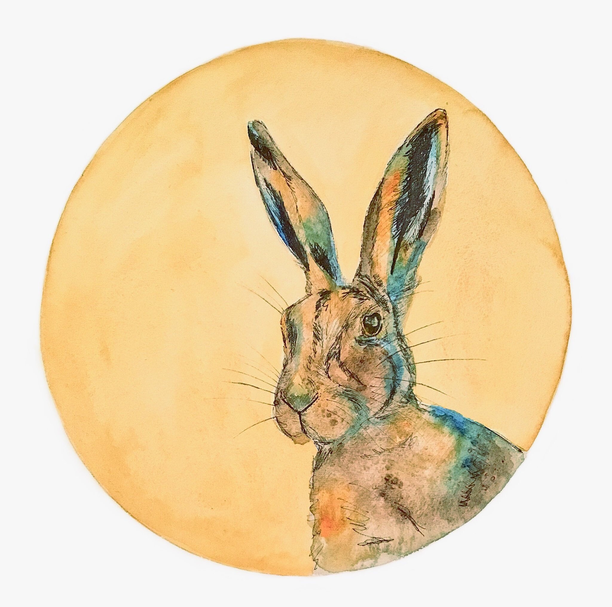 Framed Limited Edition Print leon the Hare, Watercolour Art ...