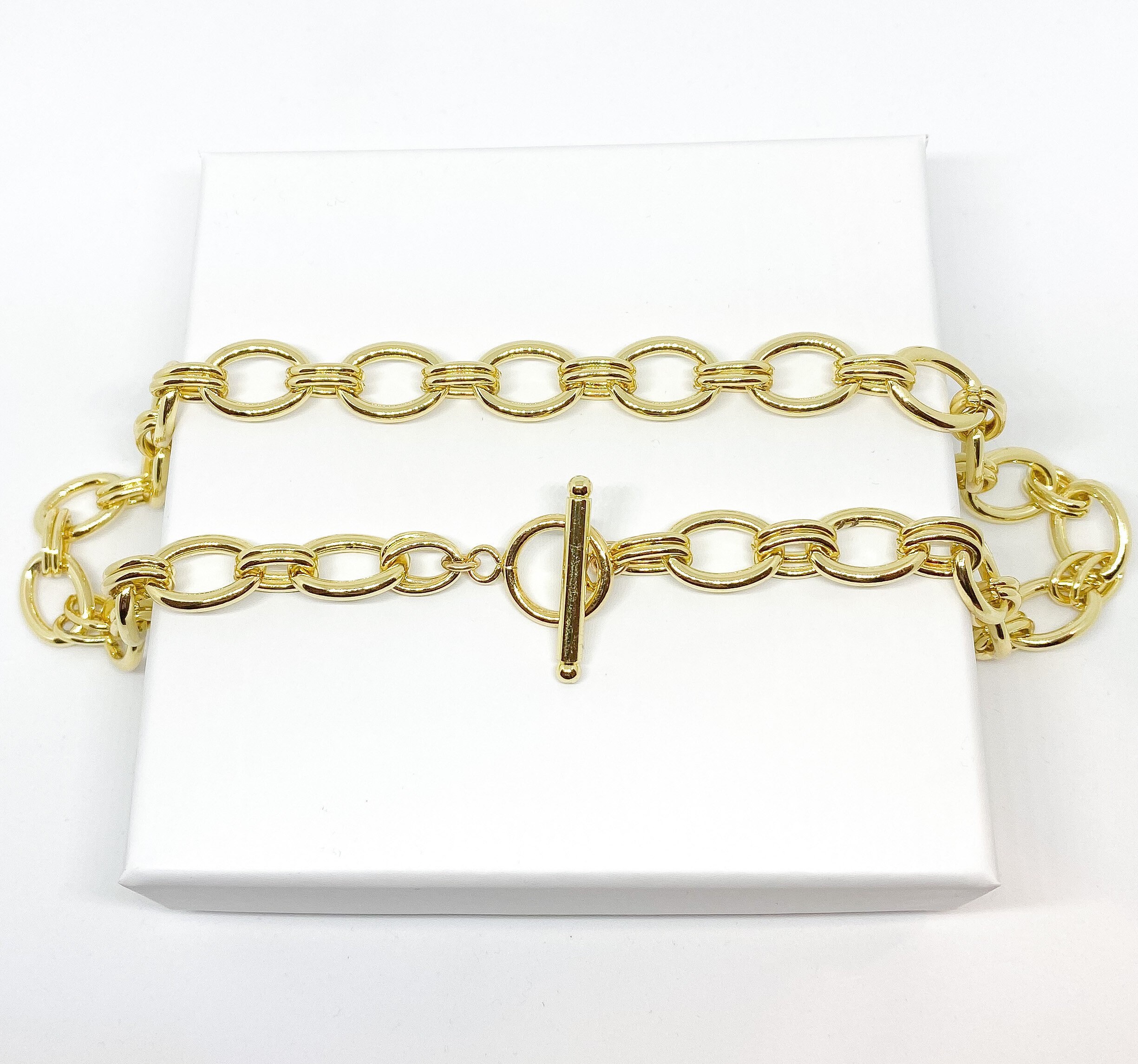 Chunky Gold Oval Rolo Chain Necklace Thick Gold Link Choker - Etsy UK