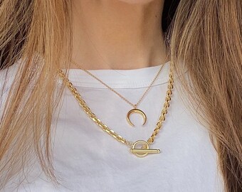 Chunky Gold Oval Rolo Chain Necklace Thick Gold Link Choker | Etsy