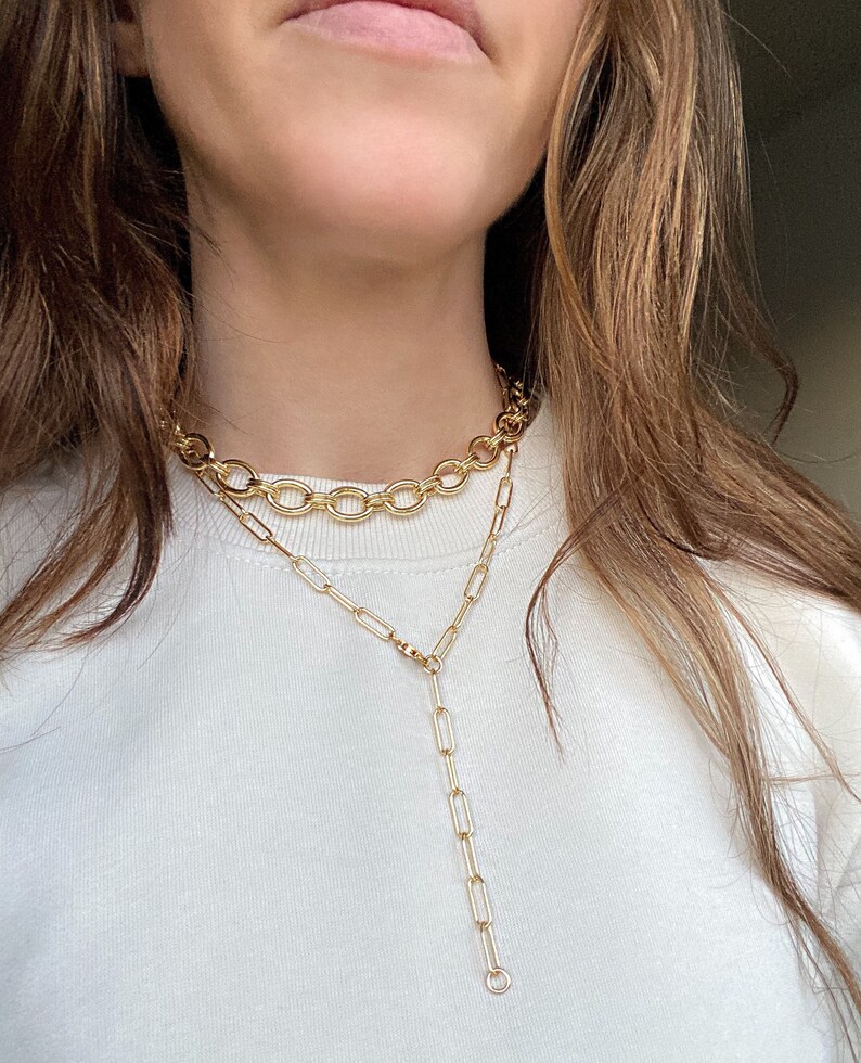Chunky Gold Oval Rolo Chain Necklace Thick Gold Link Choker - Etsy UK
