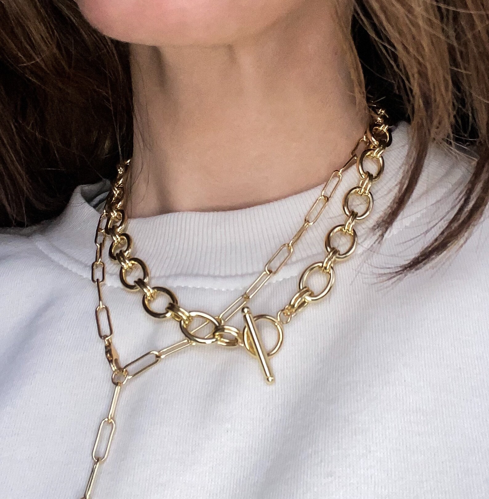 Chunky Gold Oval Rolo Chain Necklace Thick Gold Link Choker | Etsy