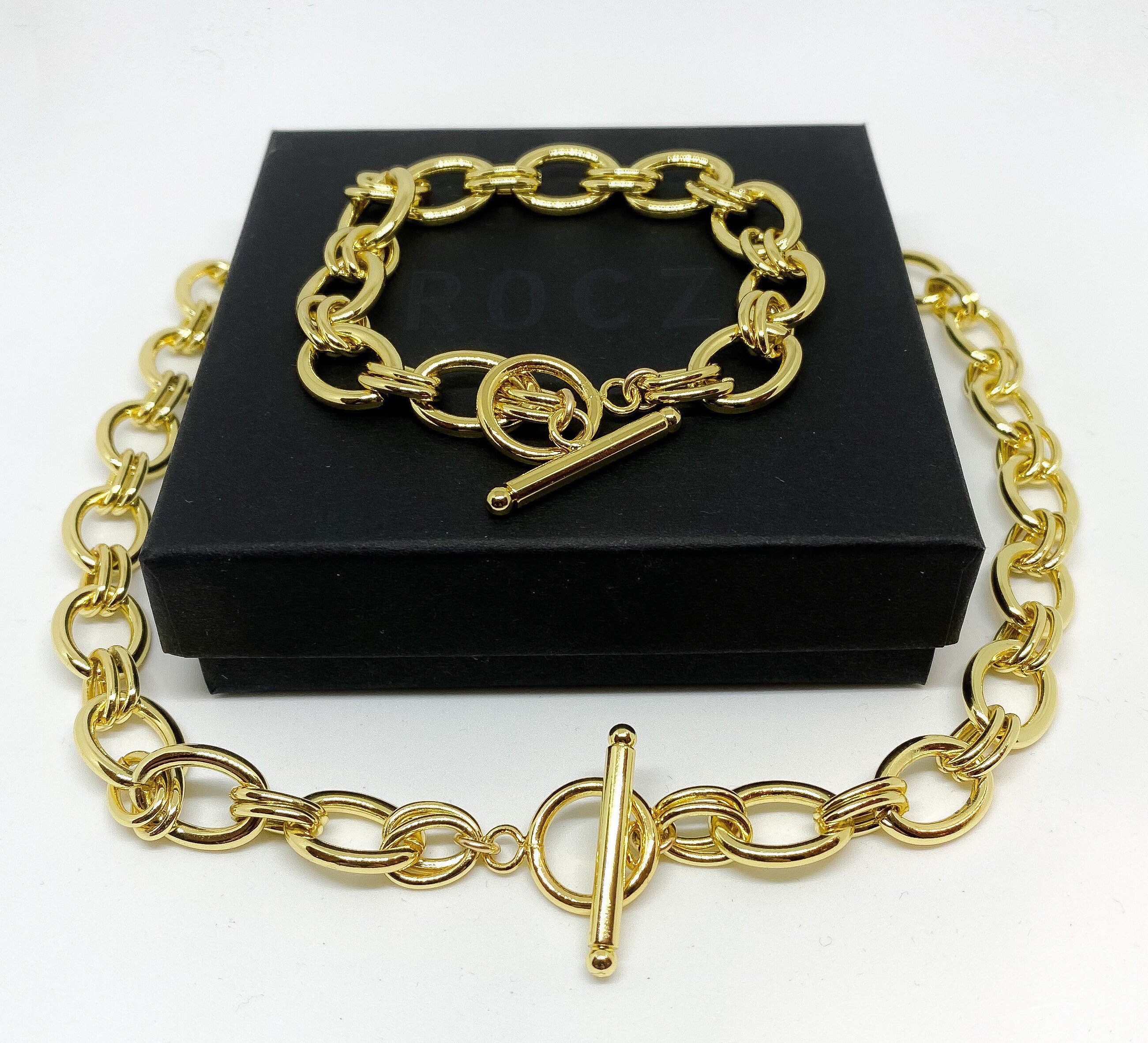 Chunky Gold Oval Rolo Chain Necklace Thick Gold Link Choker - Etsy UK