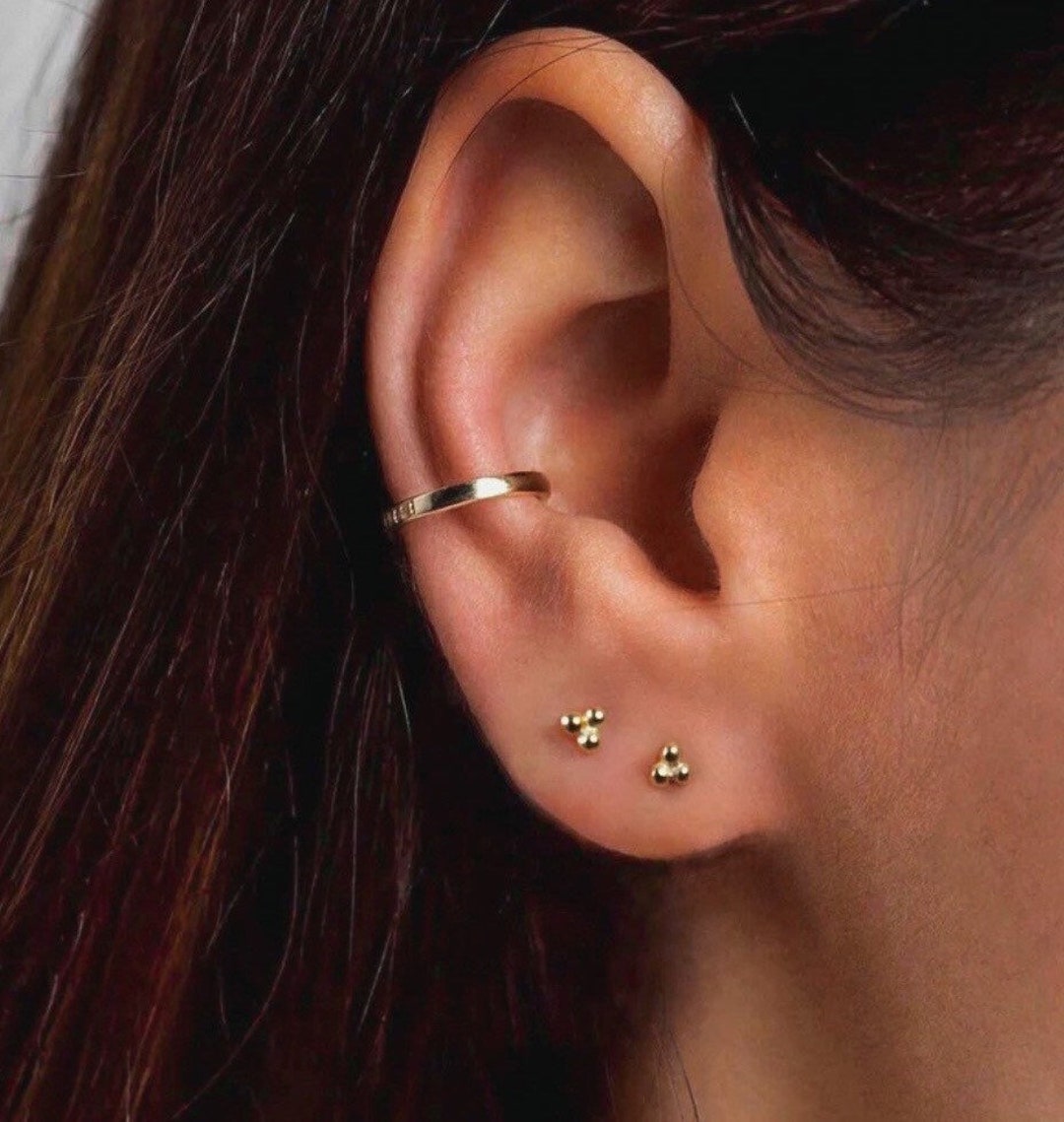 Triple Dot Stud Earrings. Three Ball Stud Earrings. Tiny Gold Studs. Dairy Studs. Dainty Gold ...