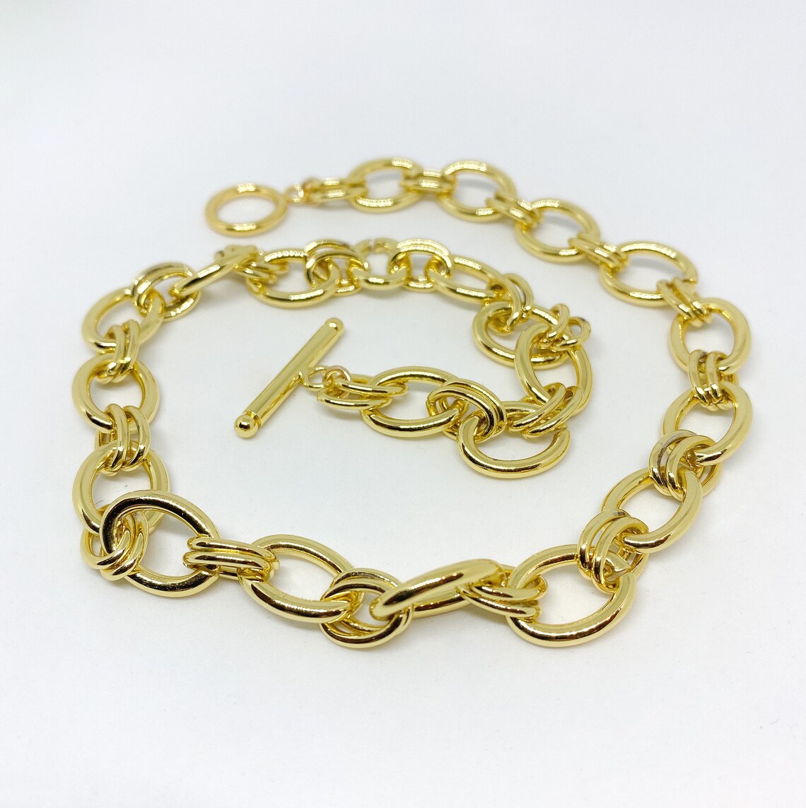 Chunky Gold Oval Rolo Chain Necklace Thick Gold Link Choker - Etsy UK