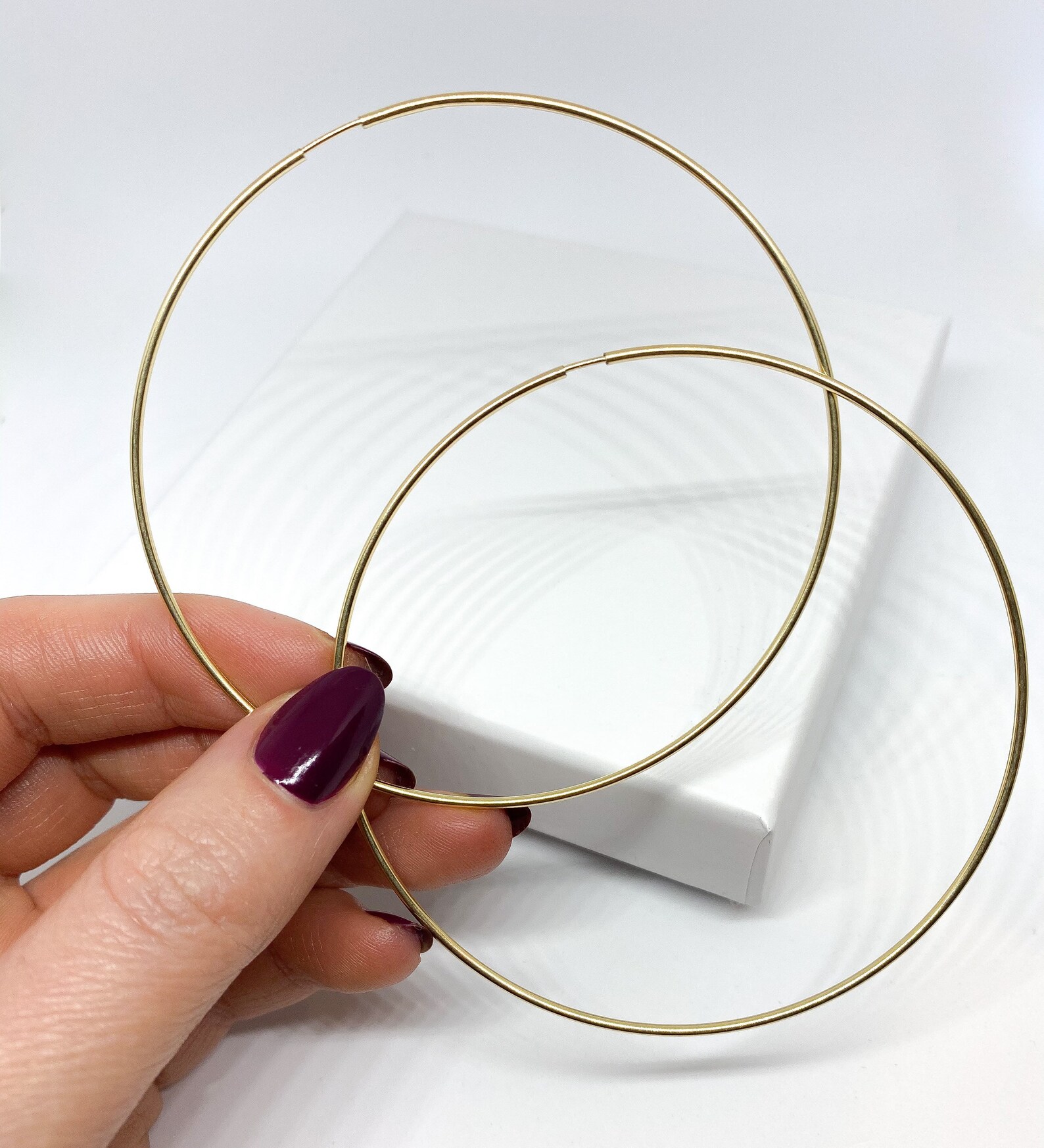 Extra Large Gold Hoop Earrings Lightweight Thin Big Hoop - Etsy UK