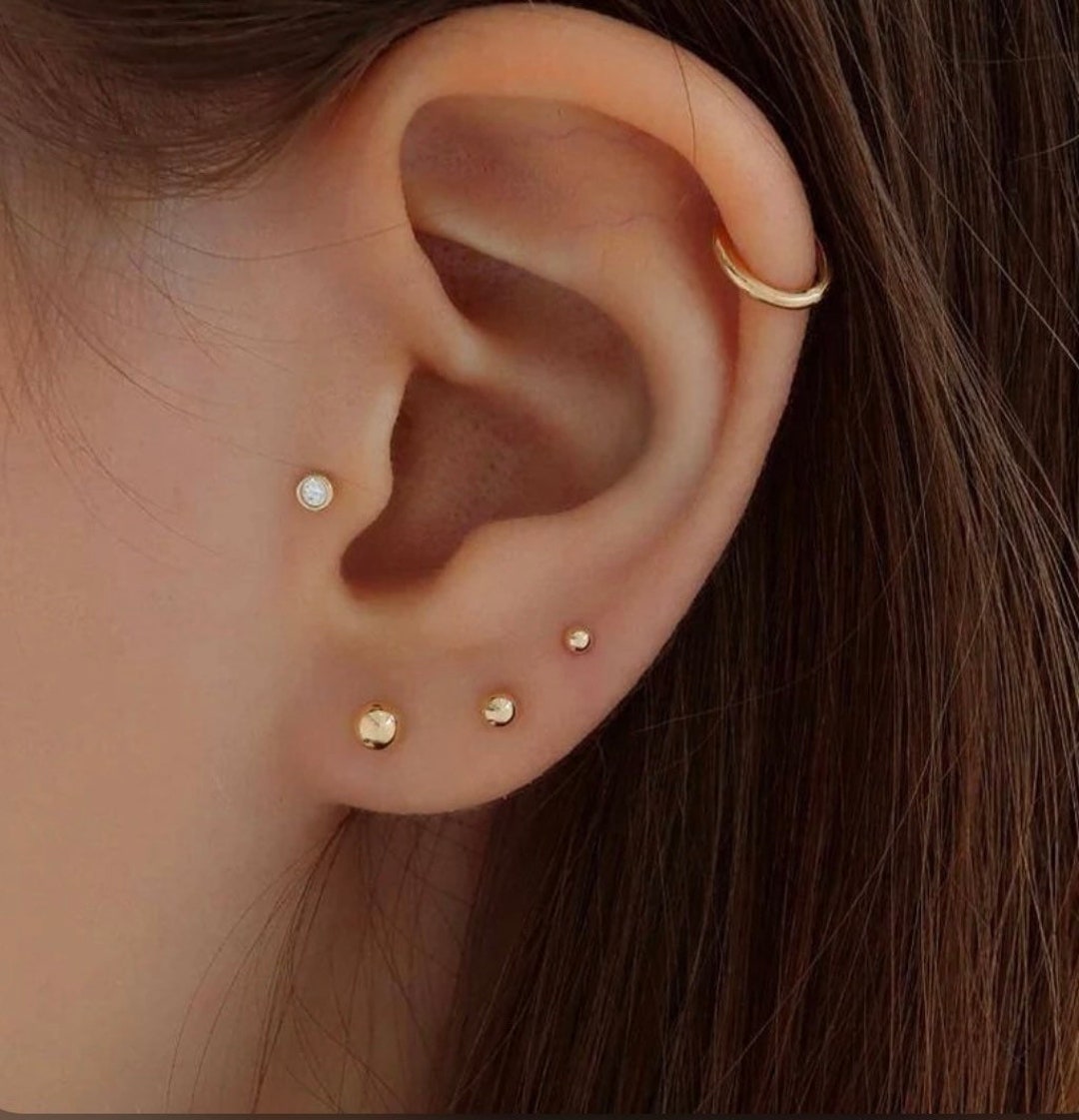 Small Stud Earrings, Tiny Gold Stud, 14K Gold Fill Stud, 2mm 3mm 4mm, Ball Stud Earring, Small ...