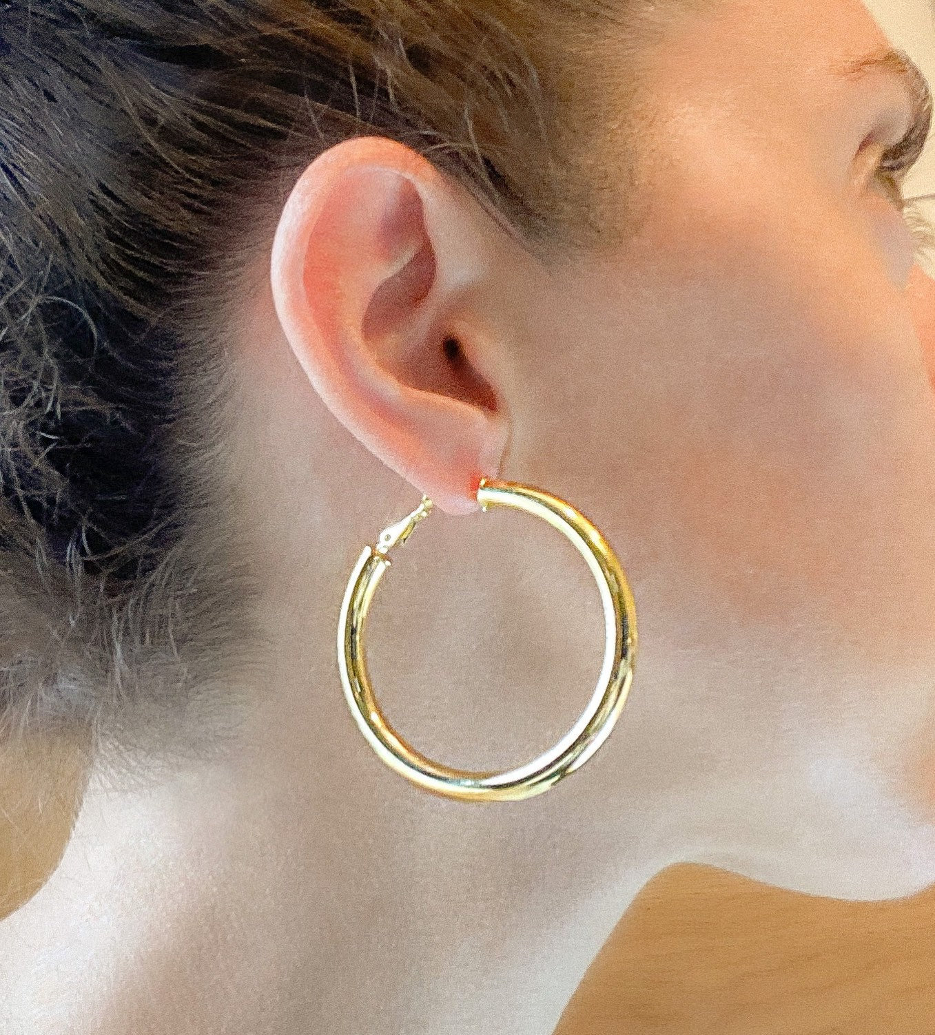 Large Chunky Gold Hoop Earrings, Thick Gold Hoop Earring, Thick Tube ...