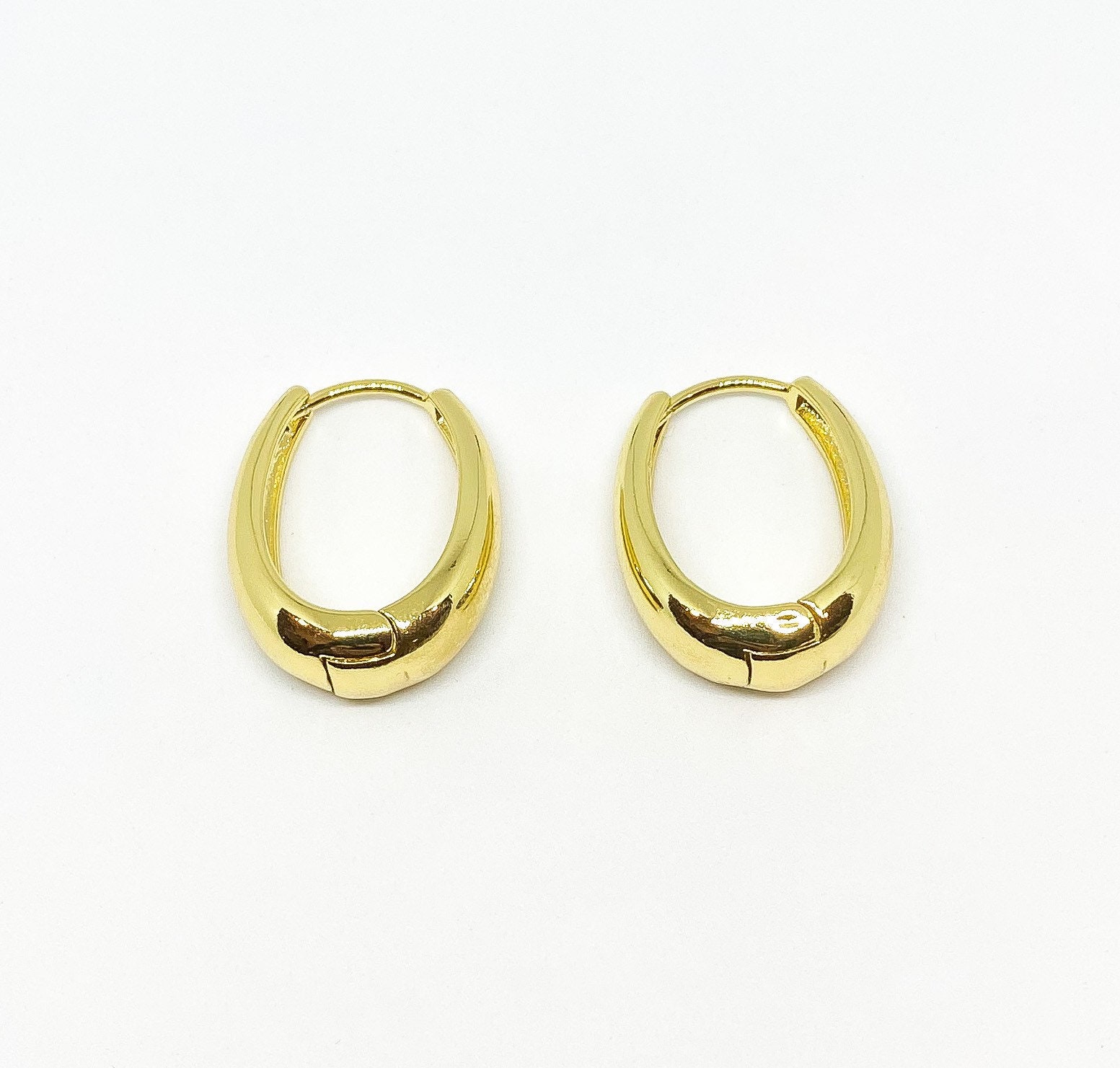 Gold drop hoop earrings. Simple gold hoops. Medium hoop | Etsy