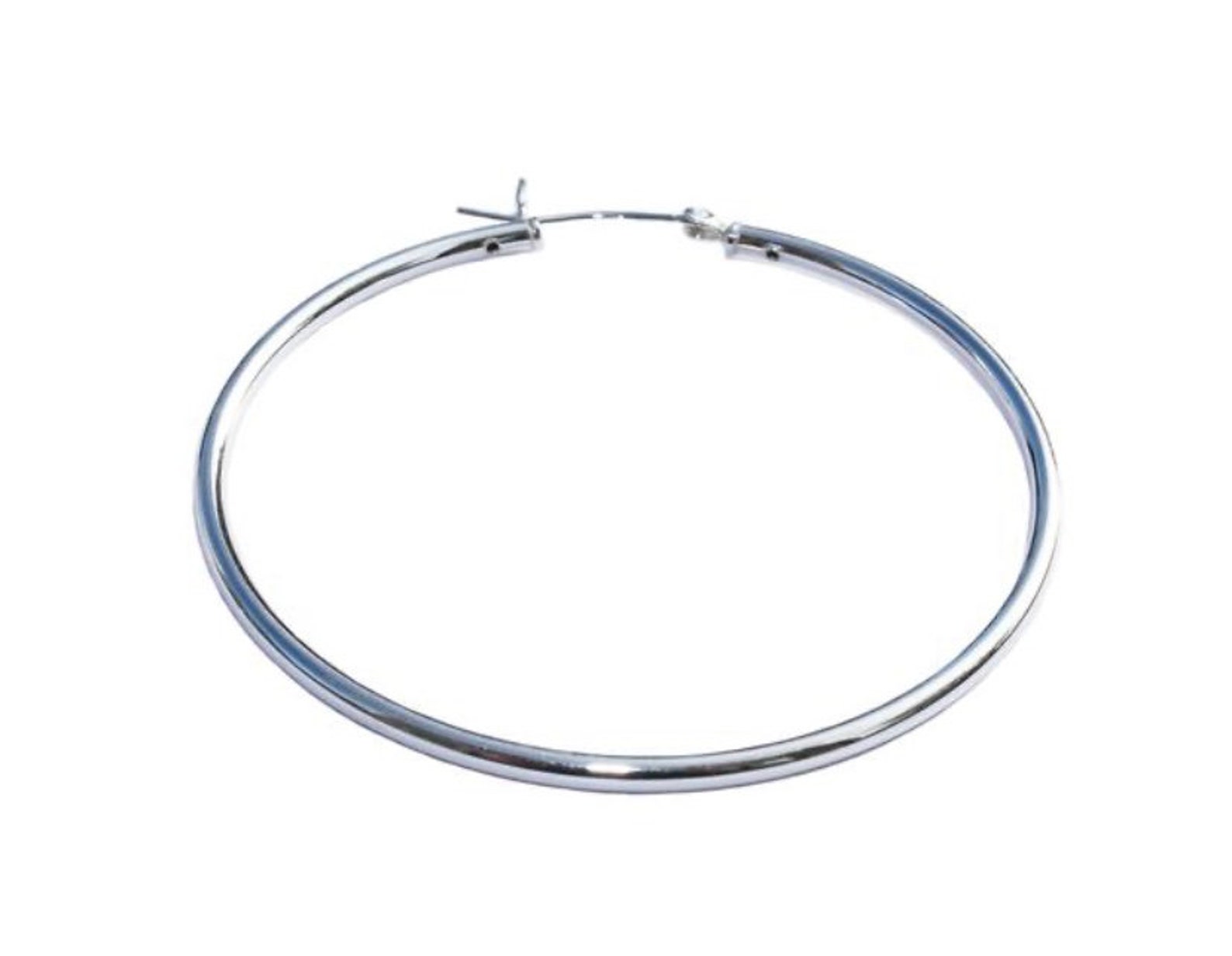 Grandes pendientes de aro plateado pendientes de aro fino de - Etsy España