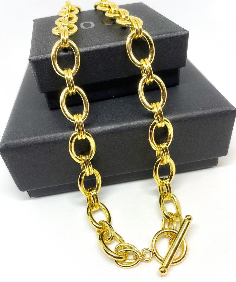 Chunky Gold Oval Rolo Chain Necklace Thick Gold Link Choker - Etsy UK