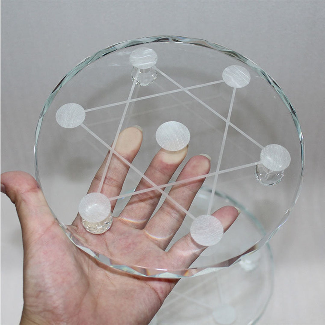 7 Star Array Plate Asian Clear Polished Quartz Crystal Healing Ball ...
