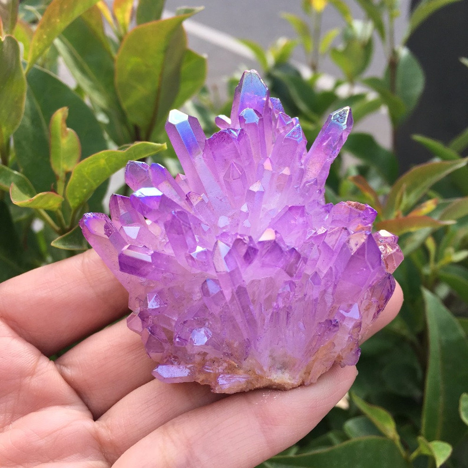 About60-75G Rare beautiful purple flame aura quartz crystal | Etsy