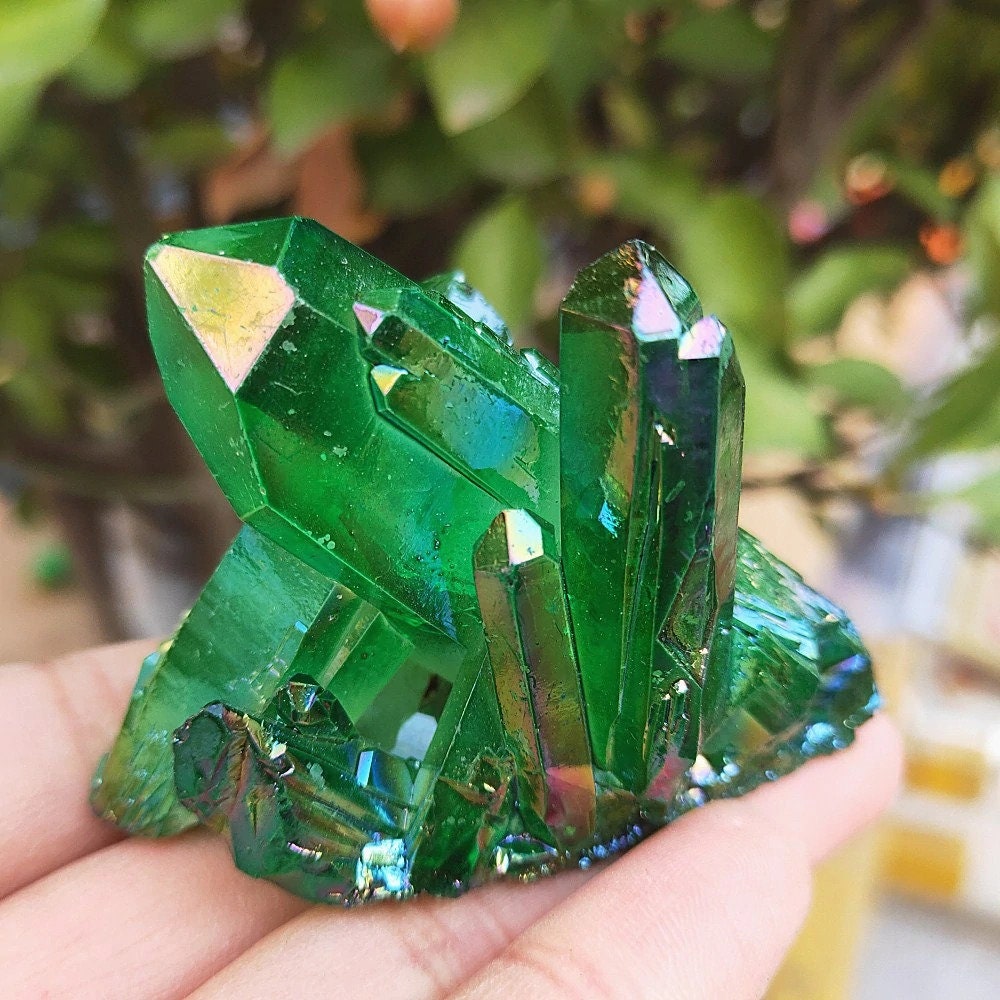 Green Quartz Crystal Healing Crystals Green Aura Quartz Crystal Point ...
