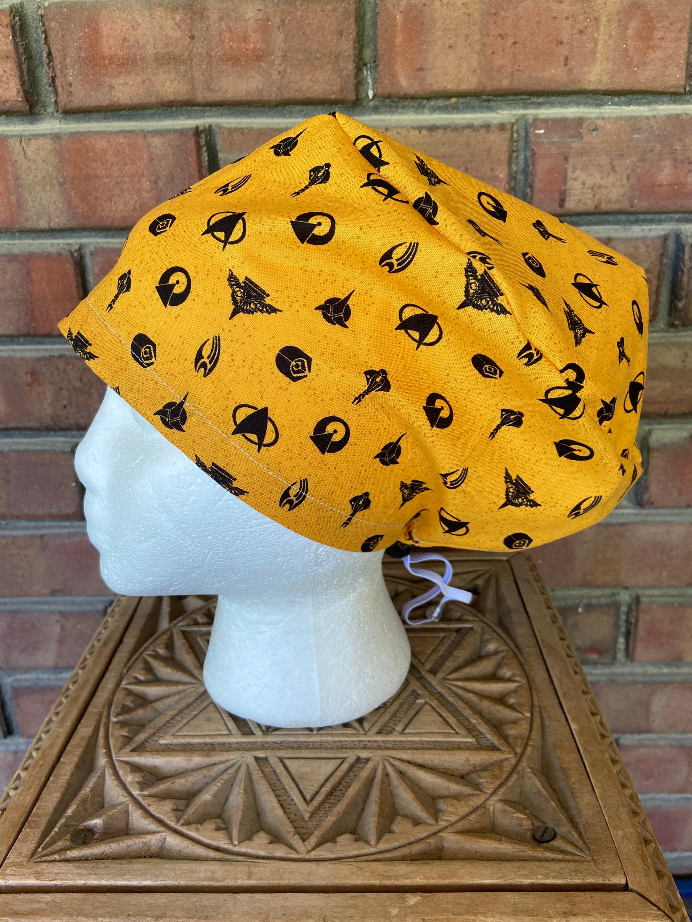 Star Trek Print - Surgical Scrub Cap -Handmade- Euro Pixie Toggle Scrub Hat