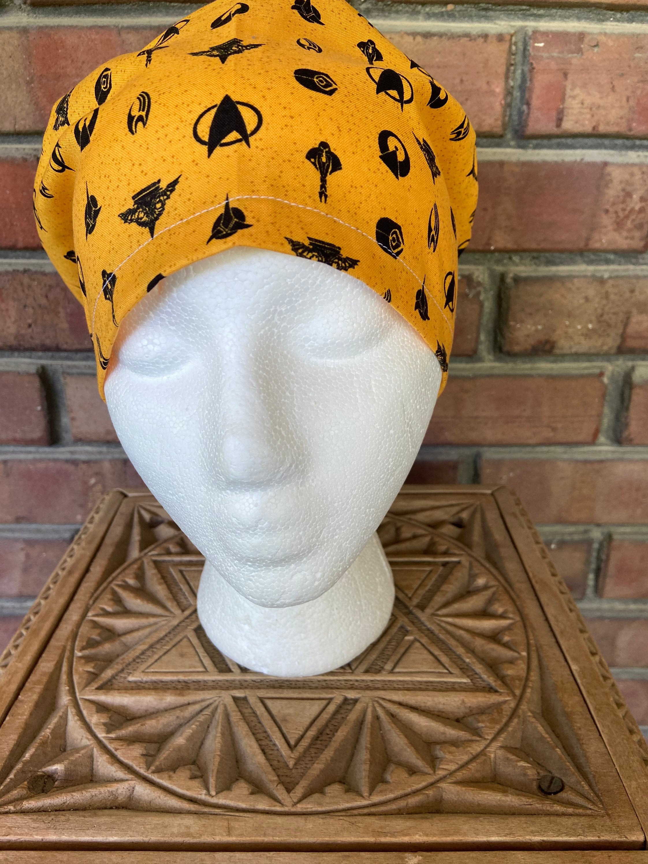 Star Trek Print - Surgical Scrub Cap -Handmade- Euro Pixie Toggle Scrub Hat