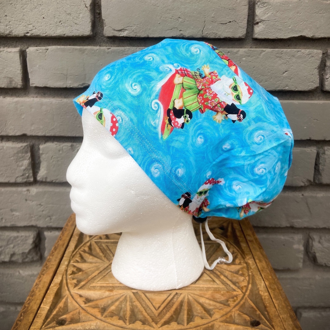 Christmas Scrub Cap, Santa Claus, Vintage Santa, Surgical Scrub Cap ...