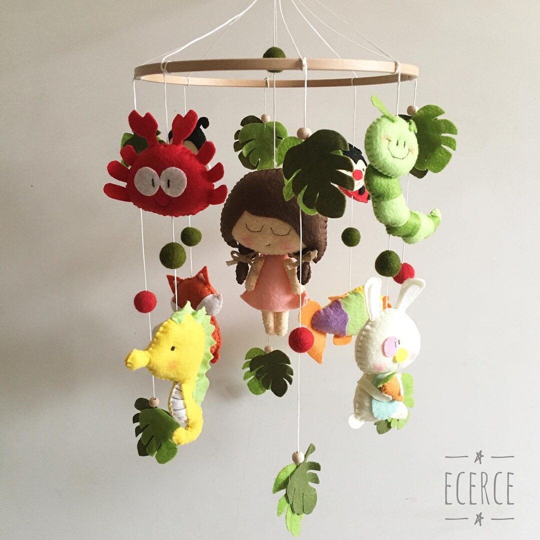 Baby Mobile, Felt Animals, Baby Shower, Felt Mobile, Nursery Decor ...