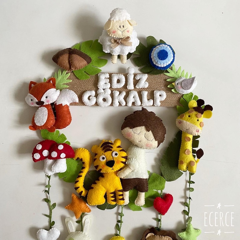 Baby Ornament Felt Animals Baby Room Baby Gift Felt Craft - Etsy