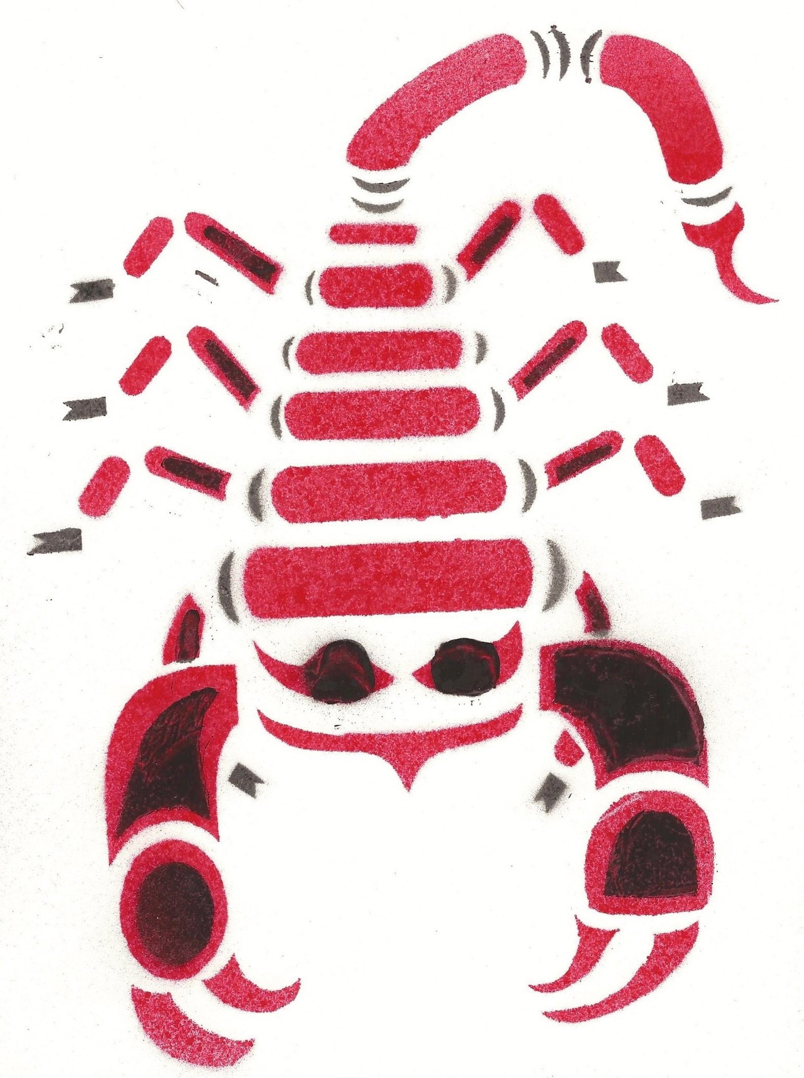 Scorpion Stencil Print Red and Black - Etsy