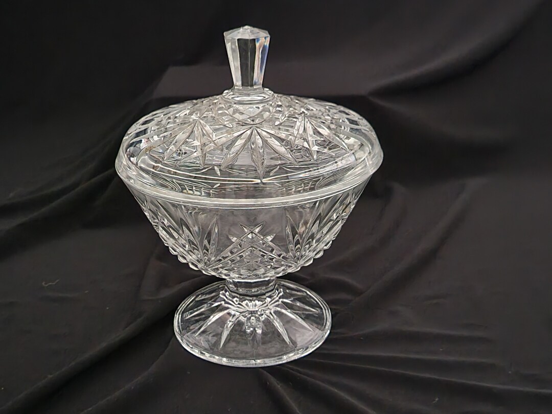 8 Inch Clear Glass Compote With Lid - Etsy