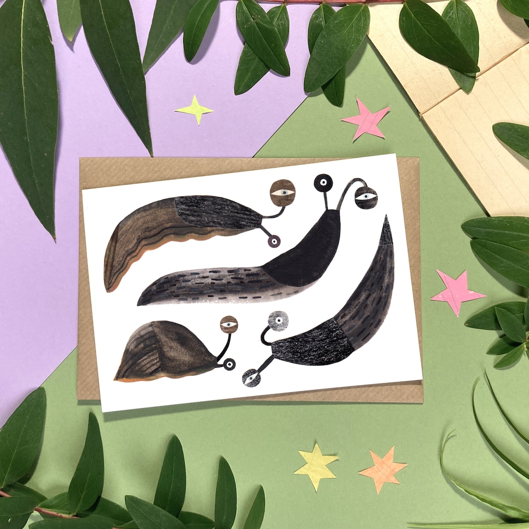 Black Slug A6 Illustrated Greeting Card - Etsy