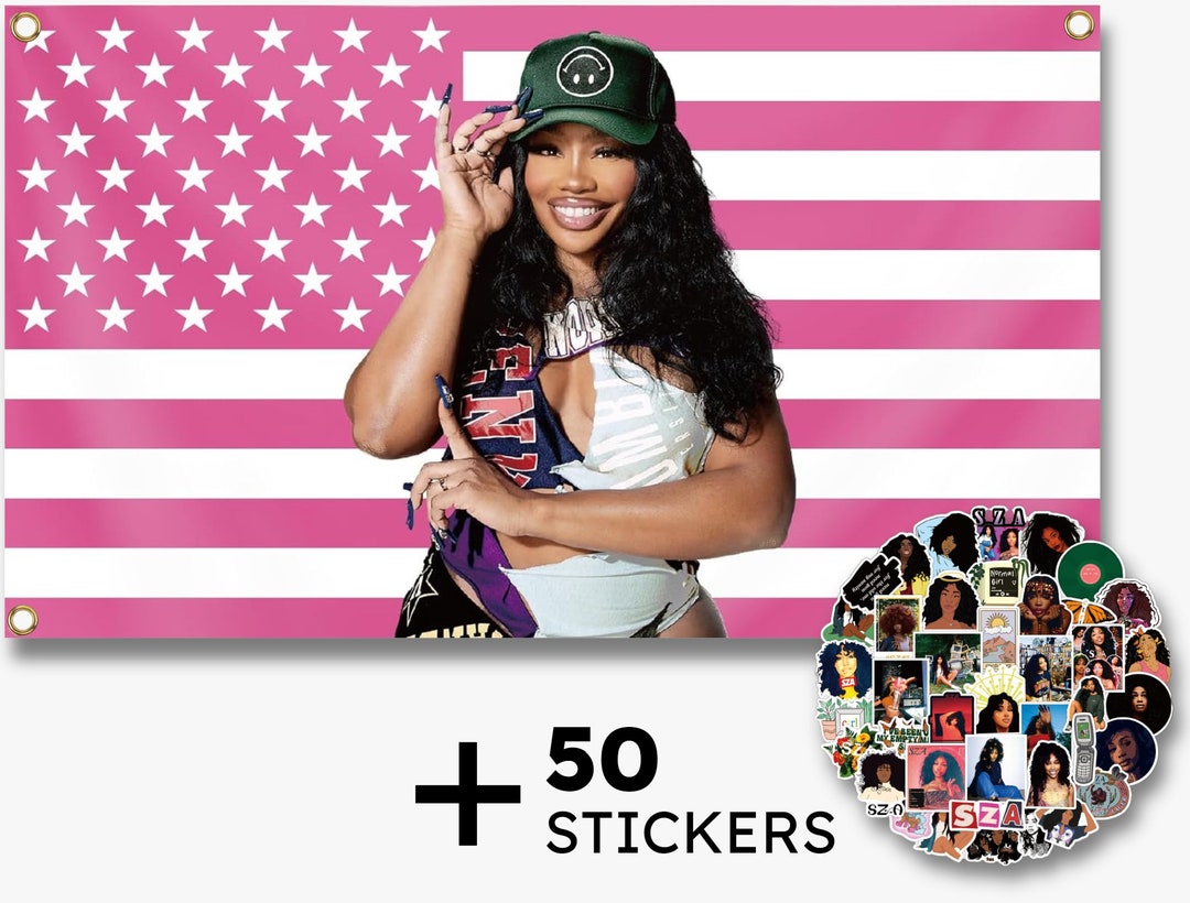 SZA Flag Tapestry for College Dorm Bedroom, 3x5ft With 50pc Stickers, 4 ...