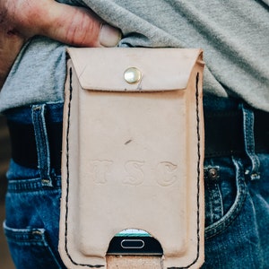 Leather Cell Phone Case With Button Enclosure, Handmade Heavy Duty ...