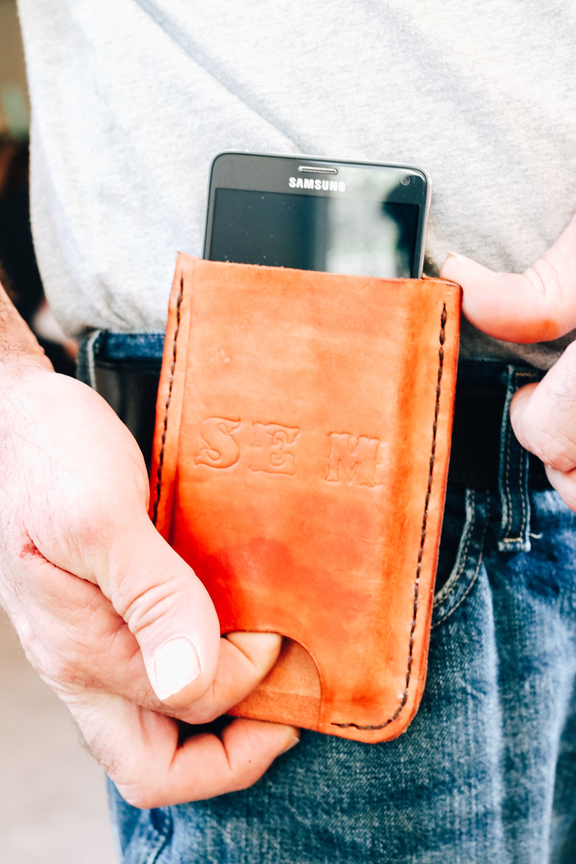 Personalized Leather Cell Phone Case for Bikers or Hunters | Etsy