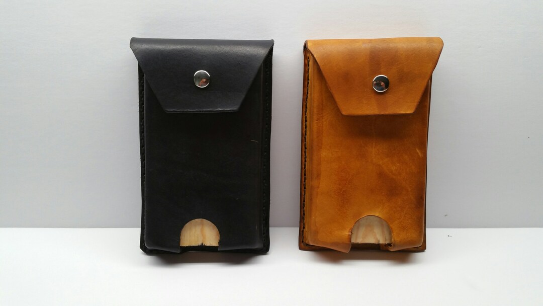 Leather Cell Phone Case With Button Enclosure, Handmade Heavy Duty ...