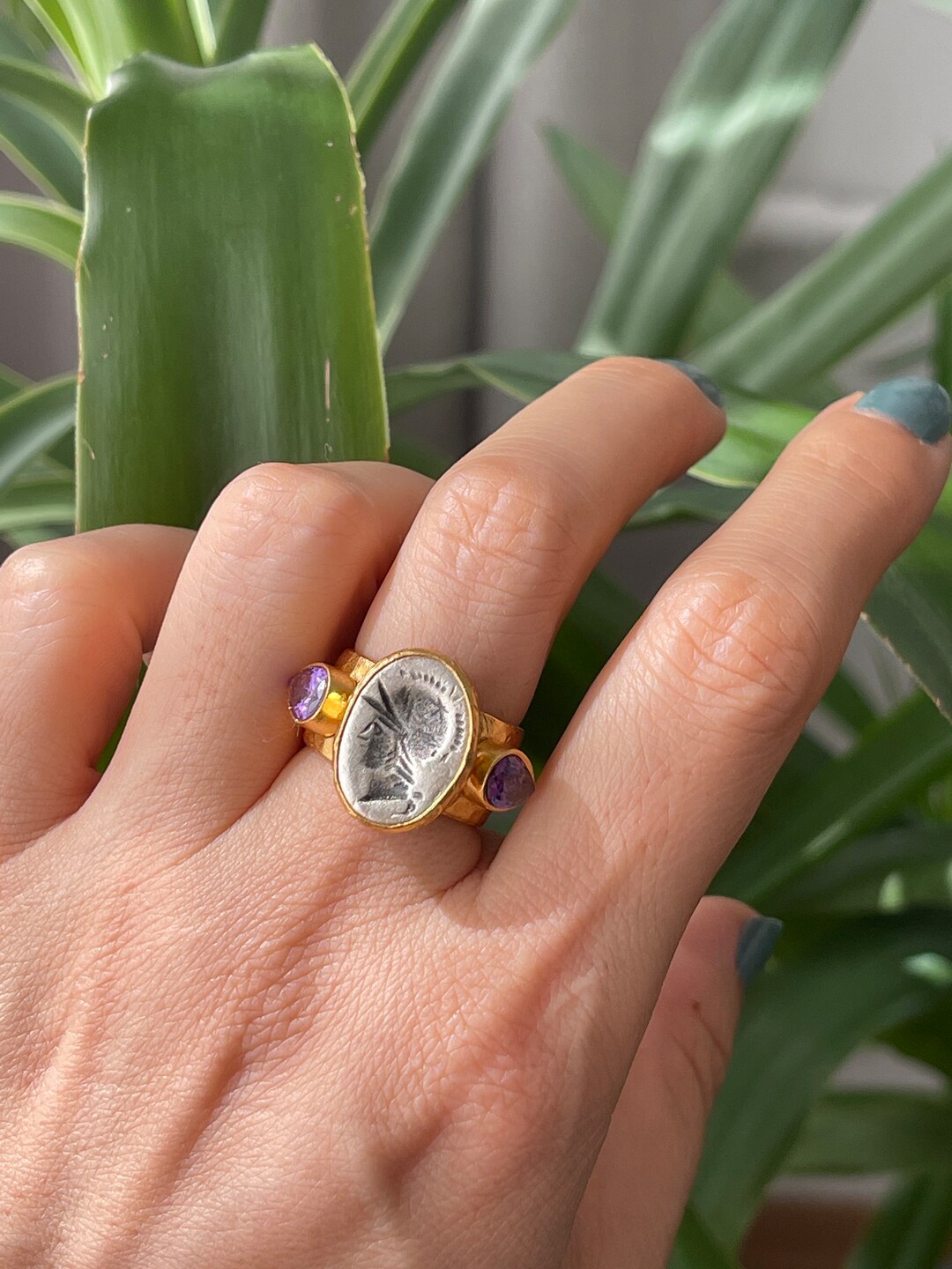 Ancient Coin Ring, Ancient Coins, Gold Plated Brass, Statement Ring ...