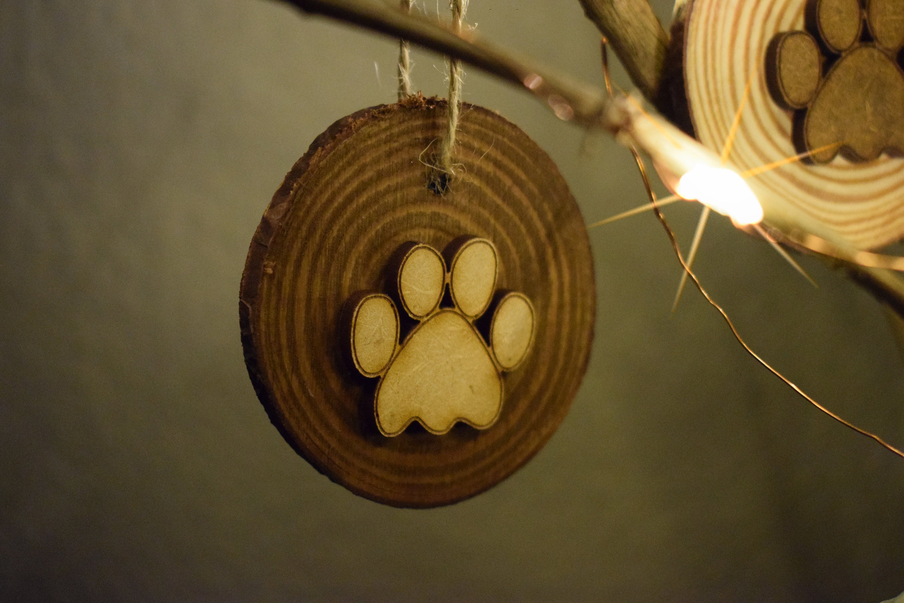 Rustic Wooden Dog Paw Print Hanging Decorations Wall Hanging | Etsy