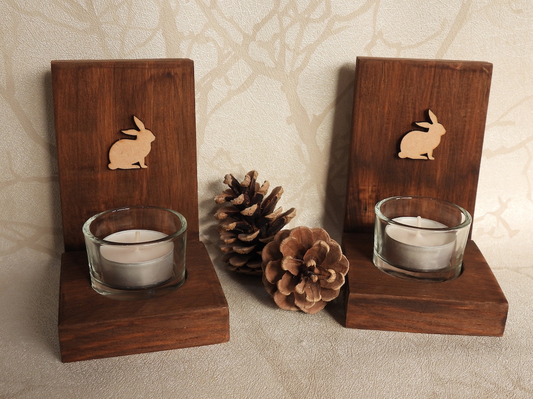 Reclaimed Pallet Wood Rabbit Bunny Tealight Holders Candle Votive - Etsy