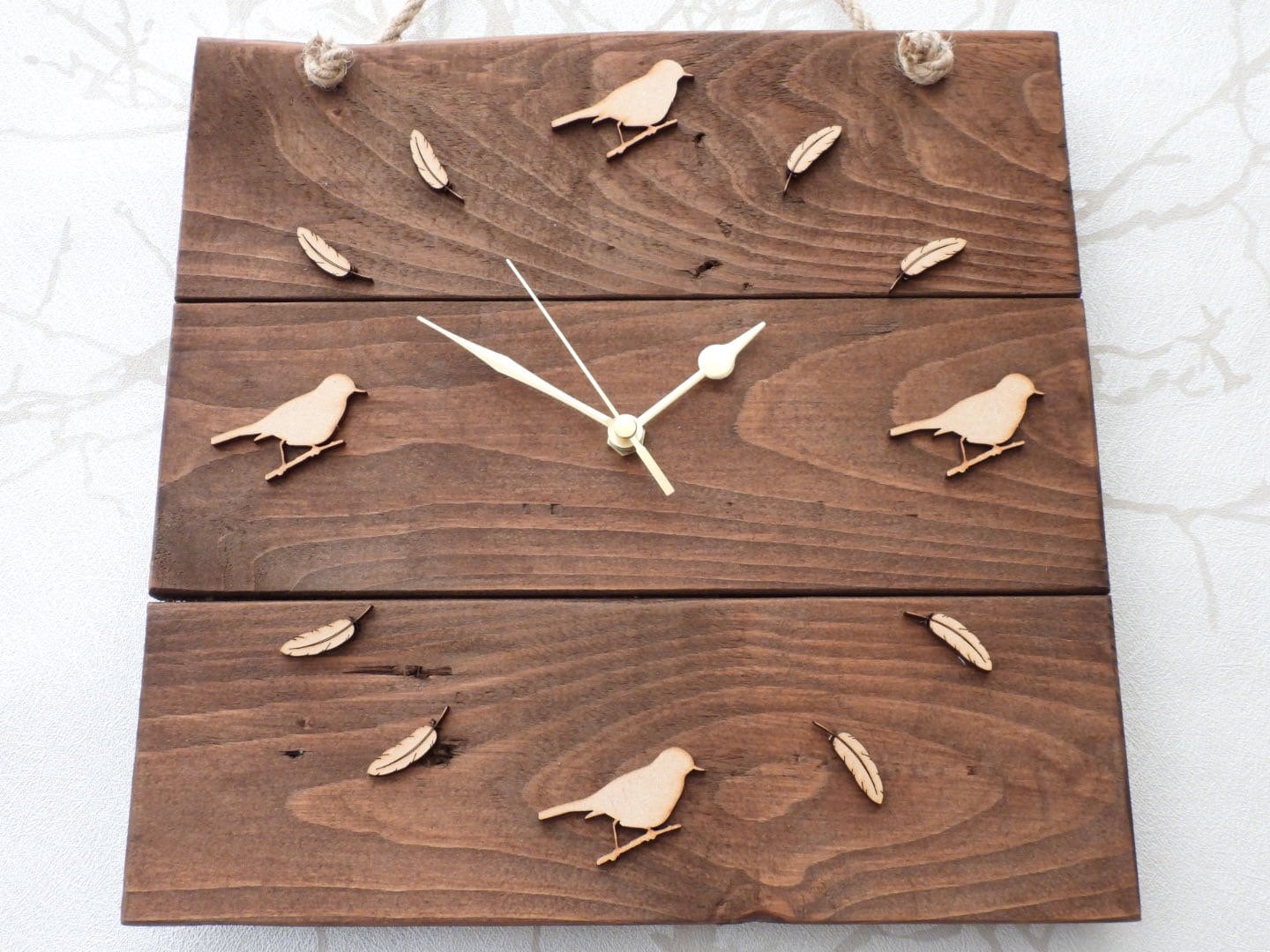 Reclaimed Pallet Wood Bird Clock - Birds and Feathers With Optional ...