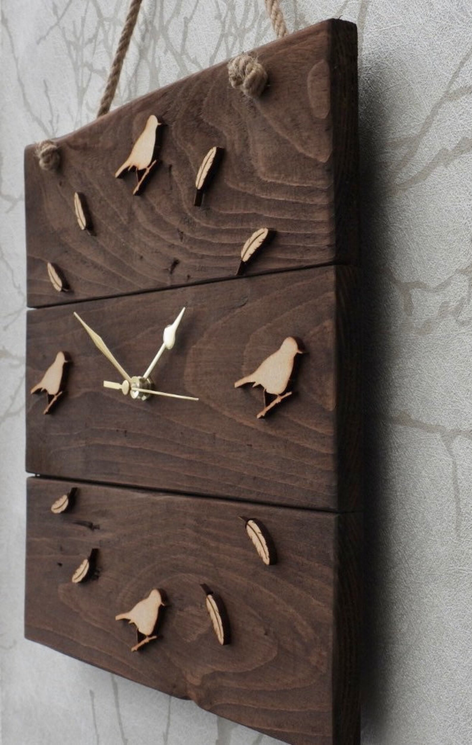 Reclaimed Pallet Wood Bird Clock - Birds and Feathers With Optional ...
